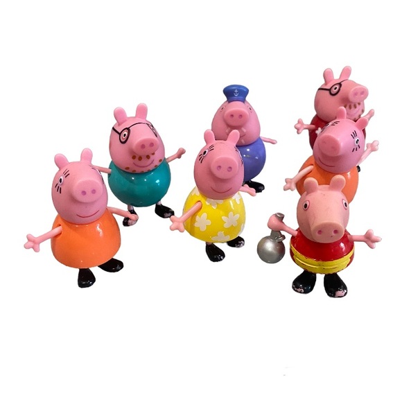 Toys | 7 Piece Peppa Pig Toy Figure Set Cake Cupcake Toppers Family ...